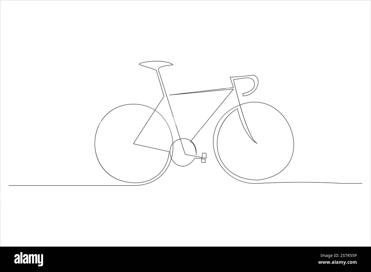 Continuous one line drawing of bicycle outline vector art illustration ...