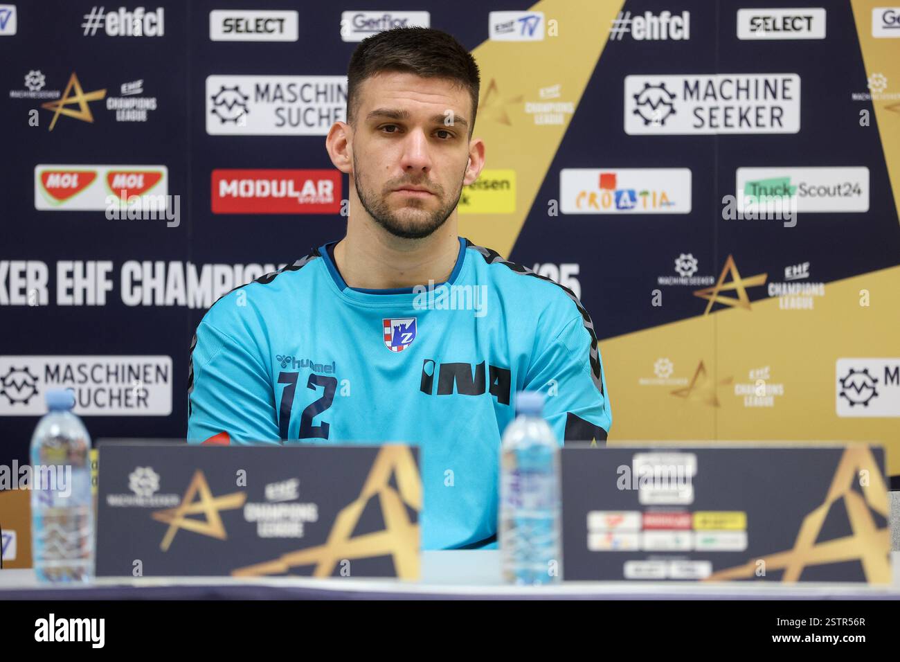 Zagreb, Croatia. 19th Feb, 2025. ZAGREB, CROATIA - FEBRUARY 19: HC Zagreb Goalkeeper Ante ...