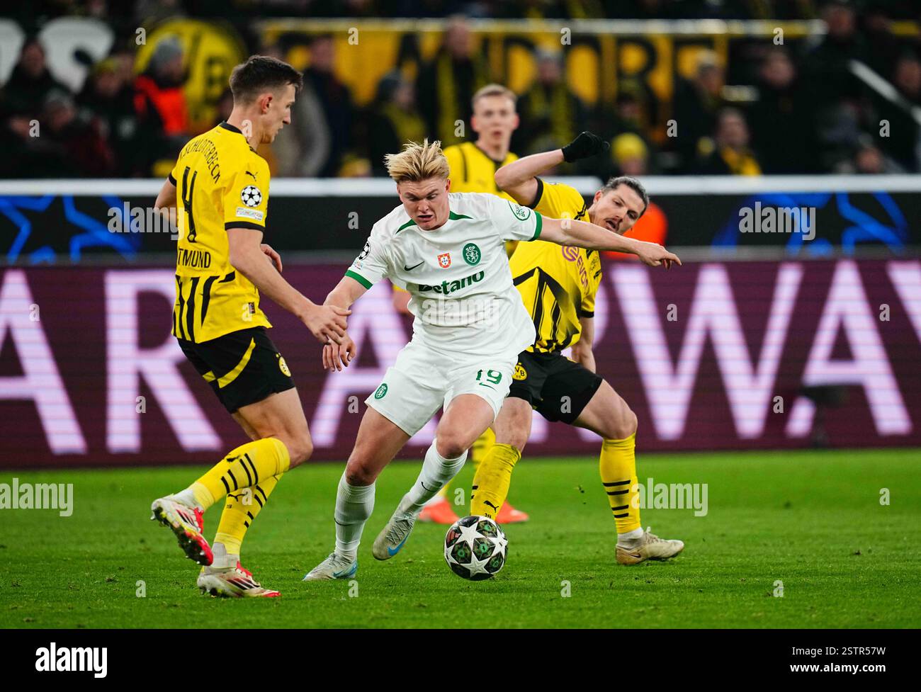 Signal Luna Park, Dortmund, Germany. 19th Feb, 2025. Nico Schlotterbeck of Borussia Dortmund and ...