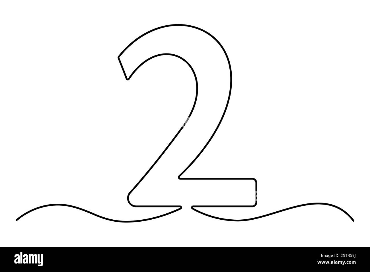 Number 2 in continuous line drawing style. editable One line drawing of ...