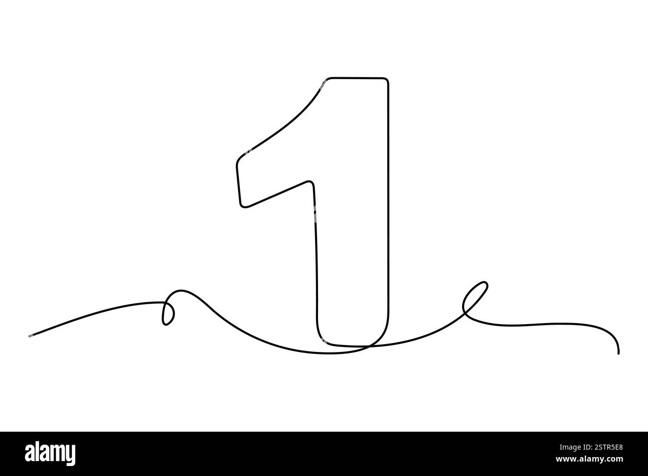 Continuous editable line drawing of number 1. editable One line drawing ...