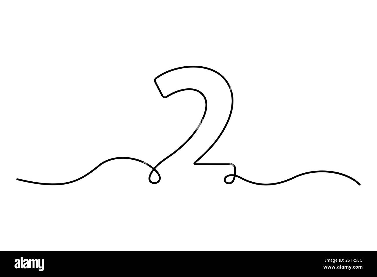 Number 2 in continuous line drawing style. editable One line drawing of ...