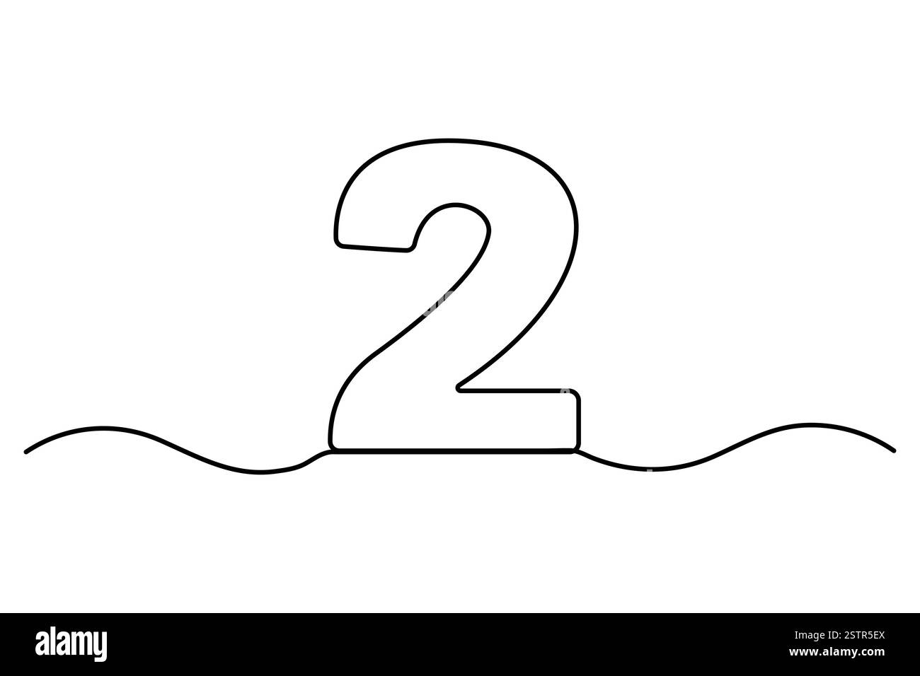 Number 2 in continuous line drawing style. editable One line drawing of ...