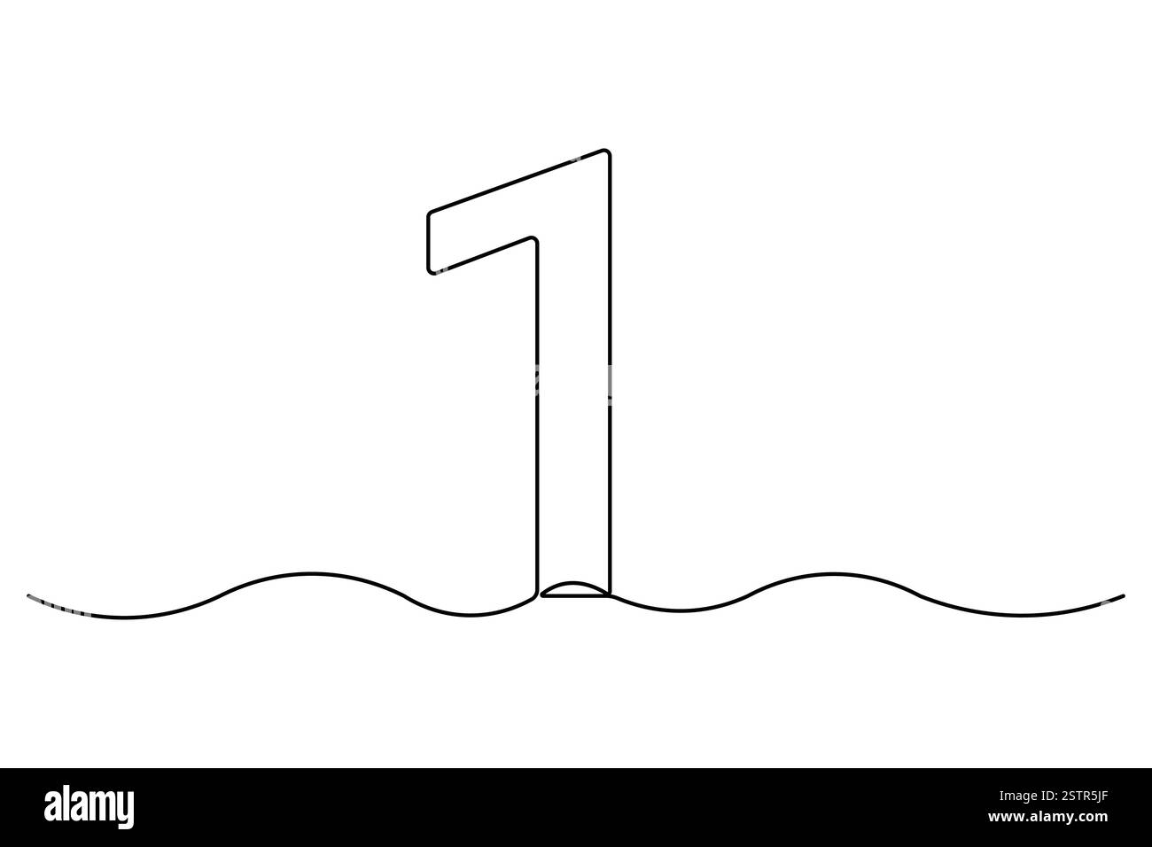 Continuous editable line drawing of number 1. editable One line drawing ...