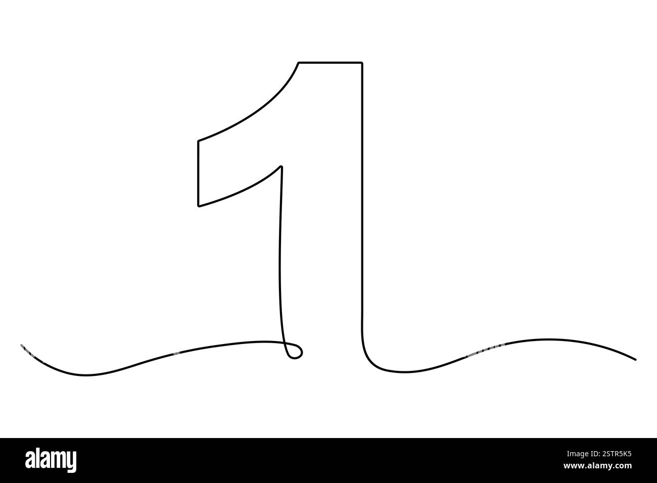 Continuous editable line drawing of number 1. editable One line drawing ...