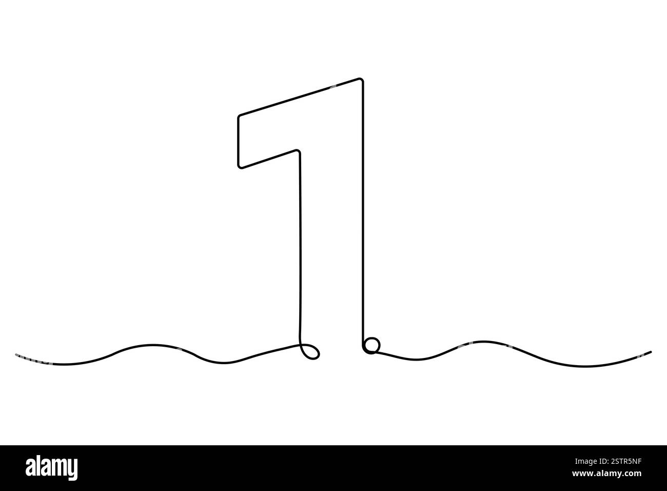 Continuous editable line drawing of number 1. editable One line drawing ...