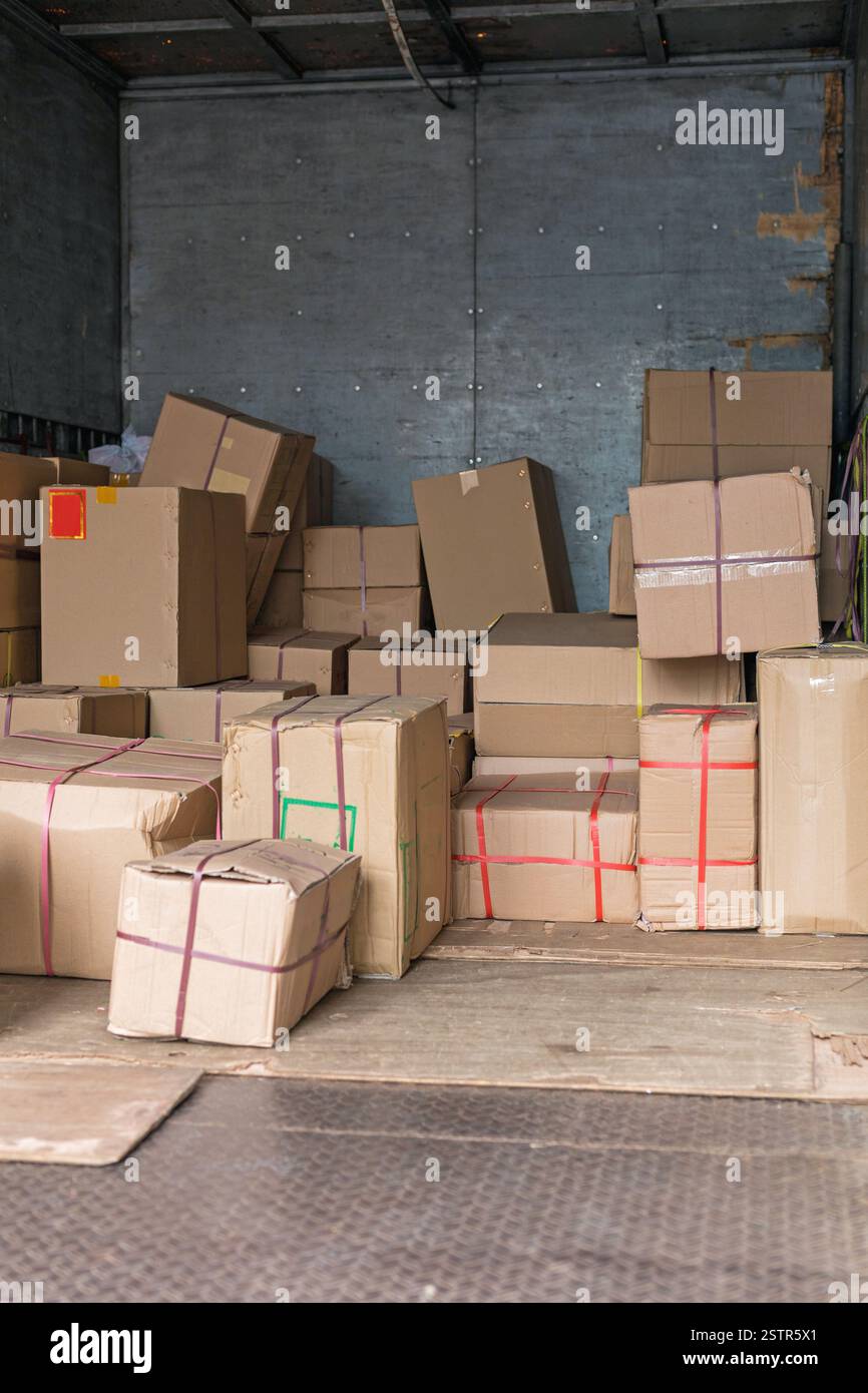 Boxes in Truck Stock Photo - Alamy