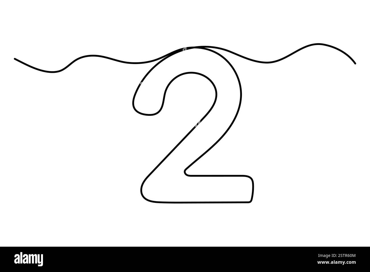 Number 2 in continuous line drawing style. editable One line drawing of ...