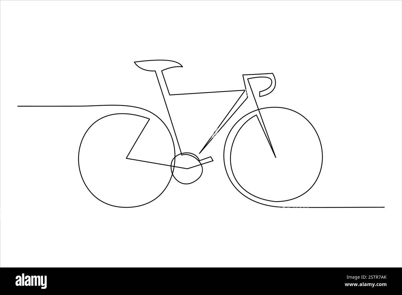 Continuous one line drawing of bicycle outline vector art illustration ...