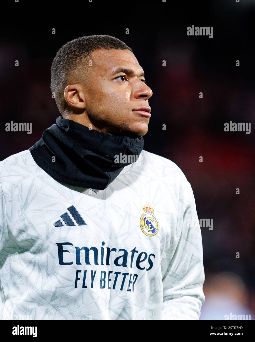 Girona, Spain. 7th December, 2024. Mbappe warms up prior to the LaLiga ...