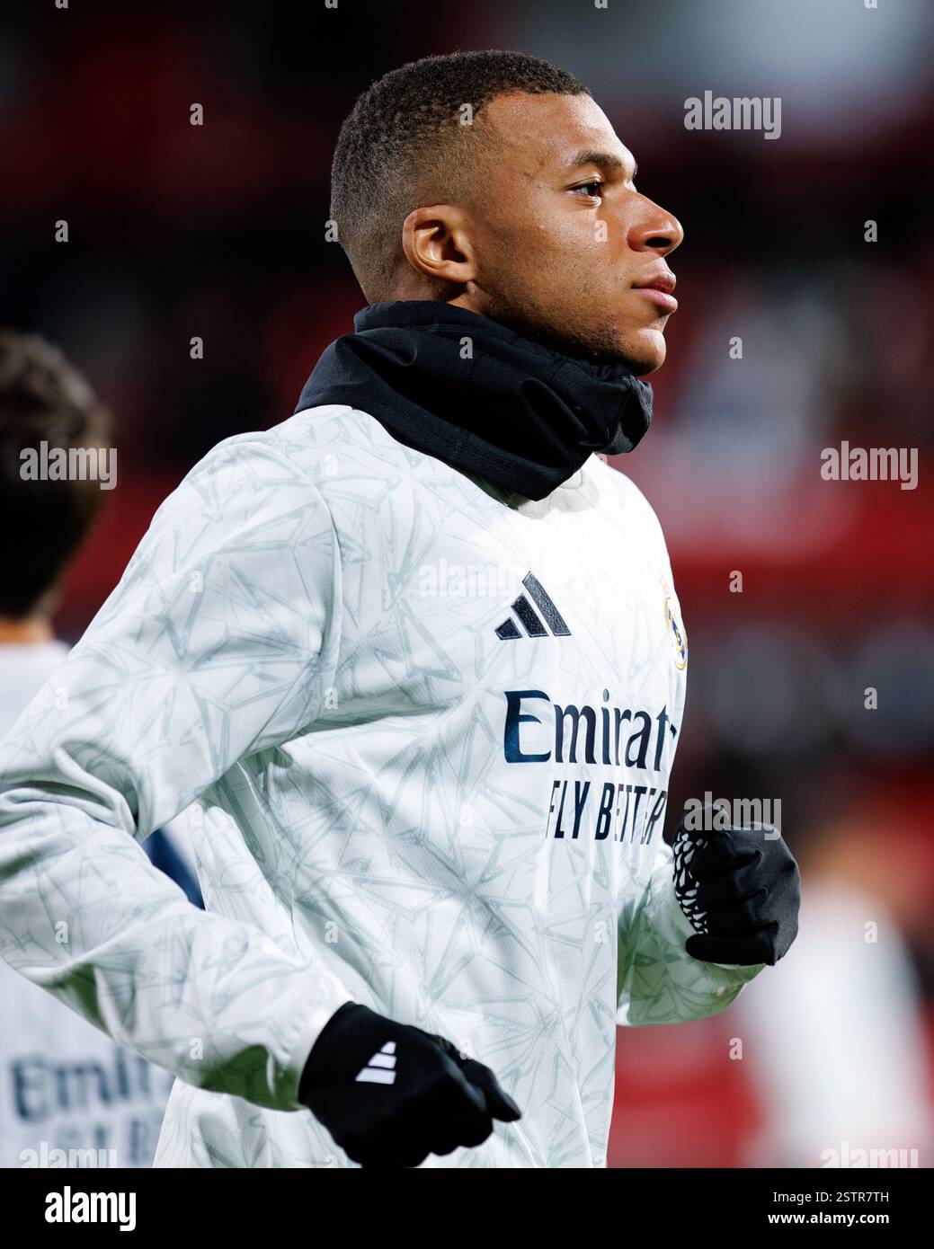 Girona, Spain. 7th December, 2024. Mbappe warms up prior to the LaLiga ...