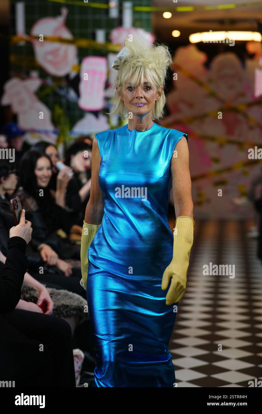 Jane Moore on the catwalk during the VIN + OMI London Fashion Week show ...
