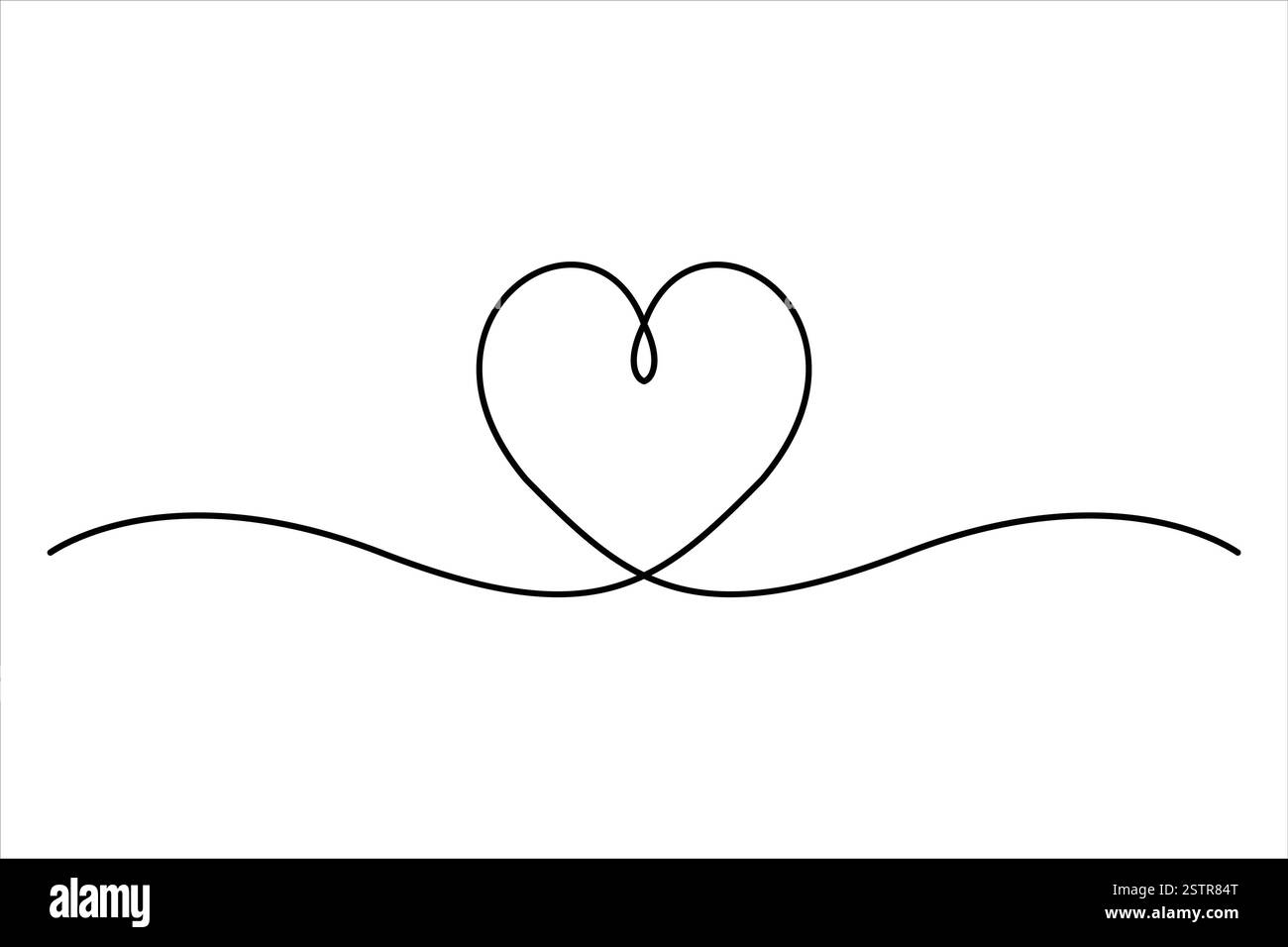 Continuous one line Heart and love sign symbol drawing Isolated on ...