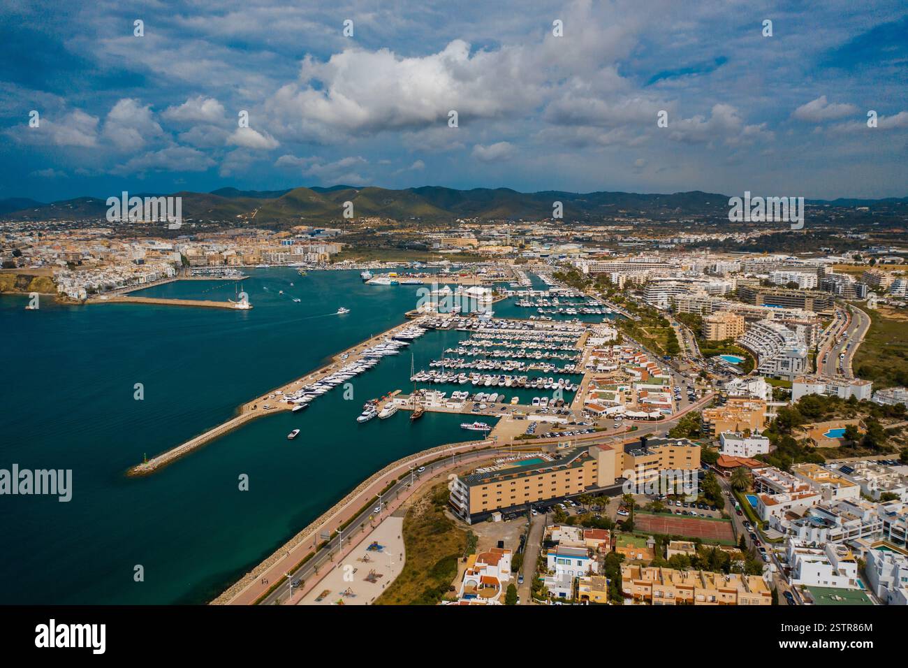 Aerial view of city port Stock Photo - Alamy