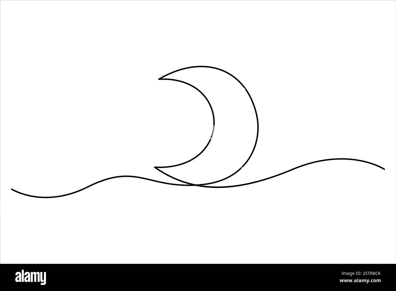 Continuous one line moon outline vector art illustration Stock Vector ...