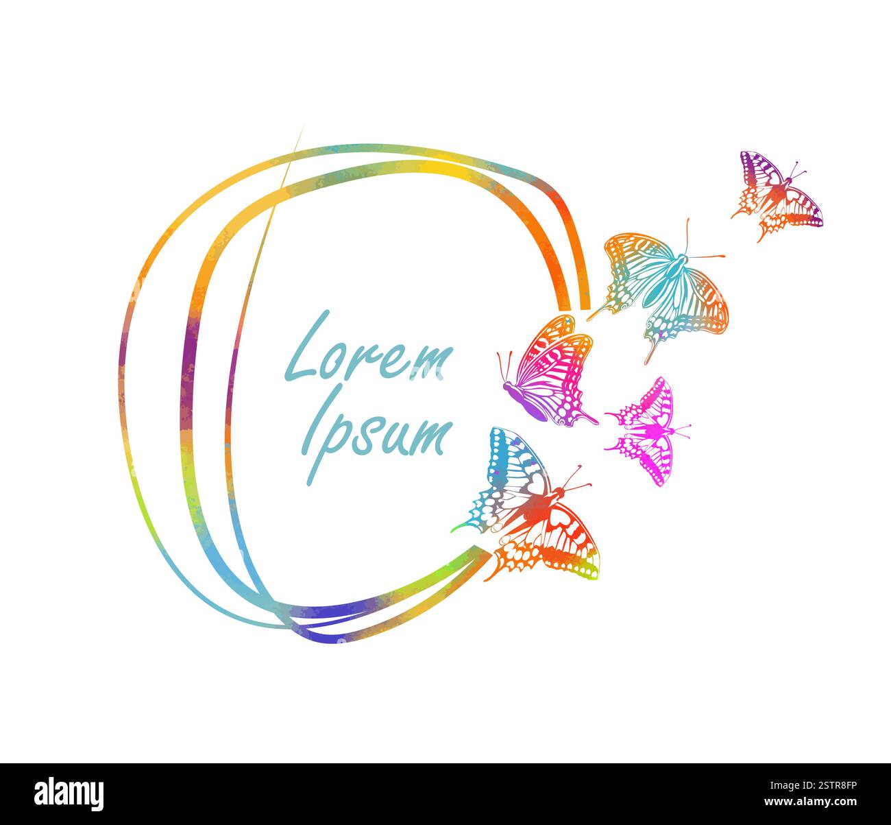 Frame with butterflies colored. hand drawing. Not AI. Vector ...