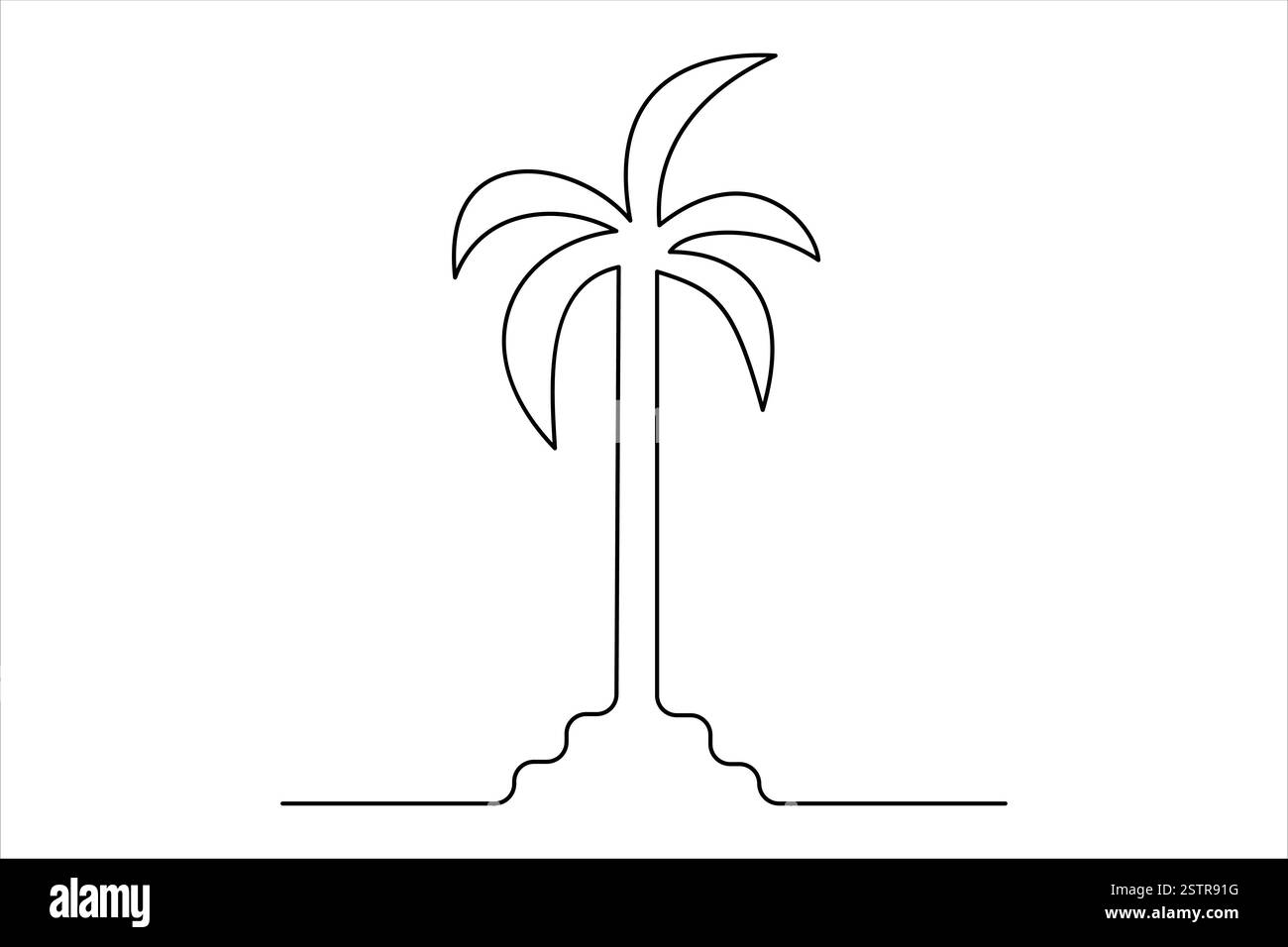Continuous one line palm tree drawing Isolated on white background vector illustration Stock ...