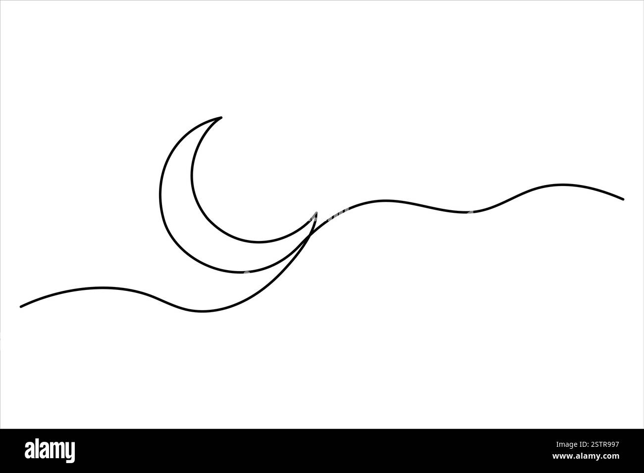 Continuous one line moon outline vector art illustration Stock Vector ...