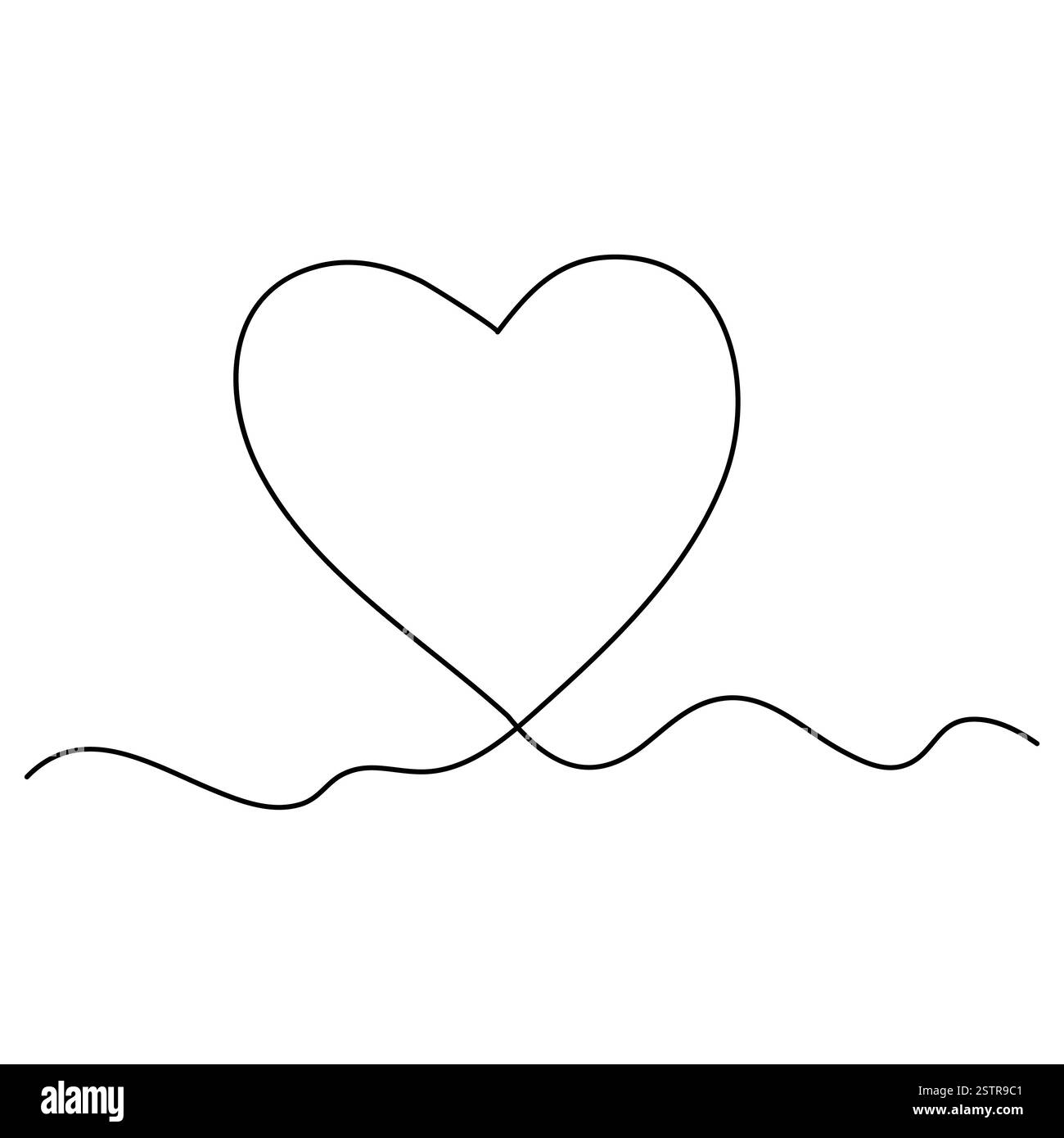 Continuous one line Heart and love sign symbol drawing Isolated on ...