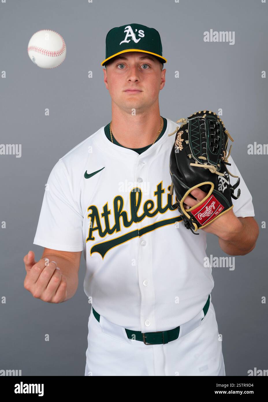 This is a 2025 photo of Jack Perkins of the Athletics baseball team ...
