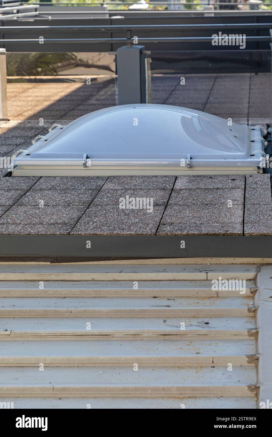 Domed Acrylic Skylight Window at Flat Roof Stock Photo - Alamy