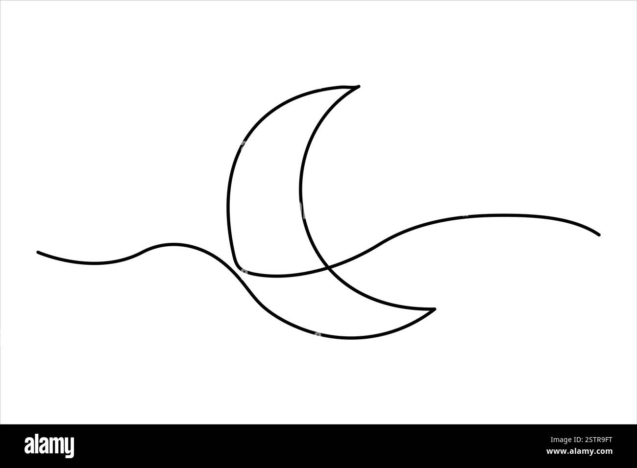 Continuous one line moon outline vector art illustration Stock Vector ...