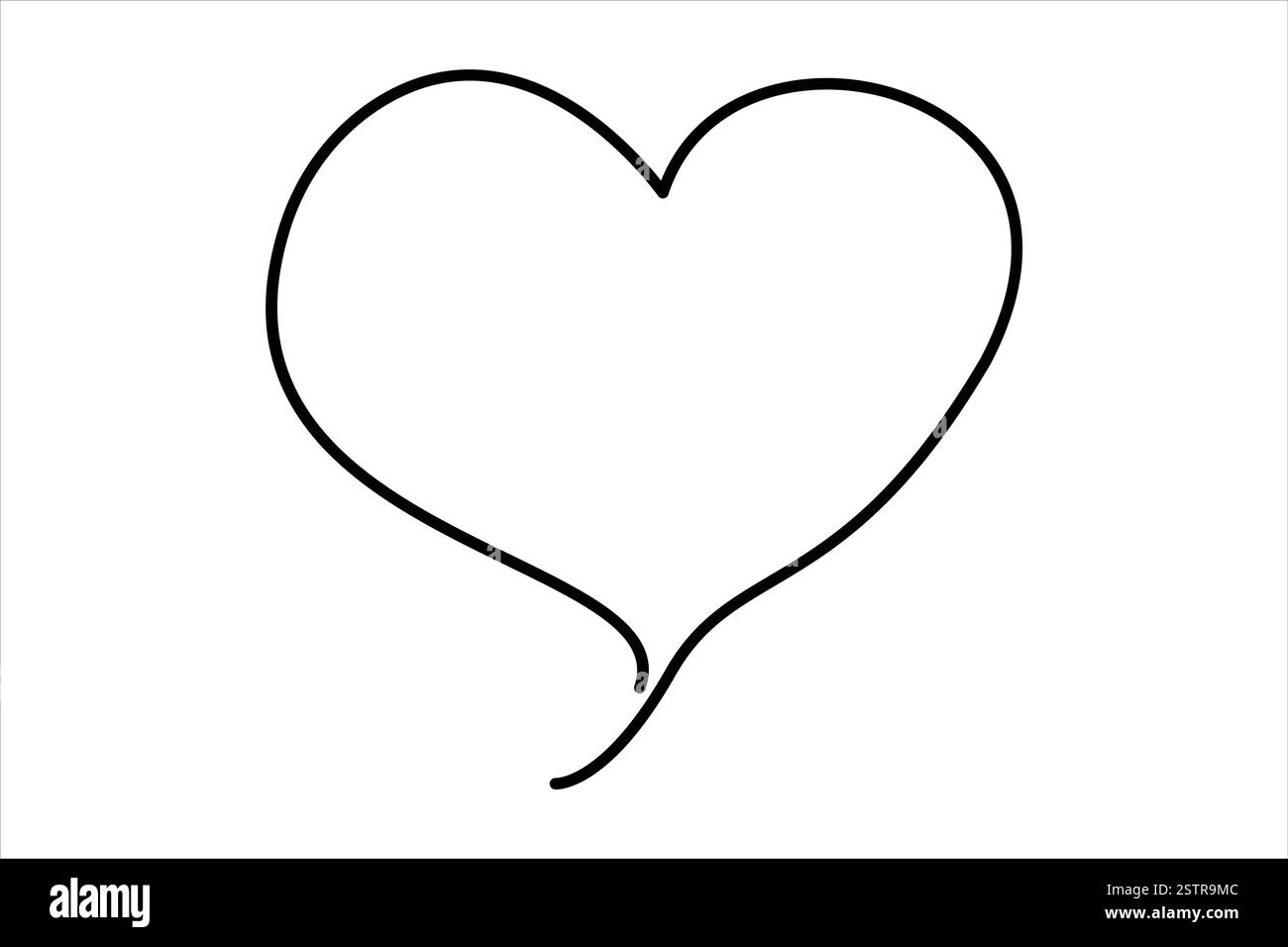 Continuous one line Heart and love sign symbol drawing Isolated on ...