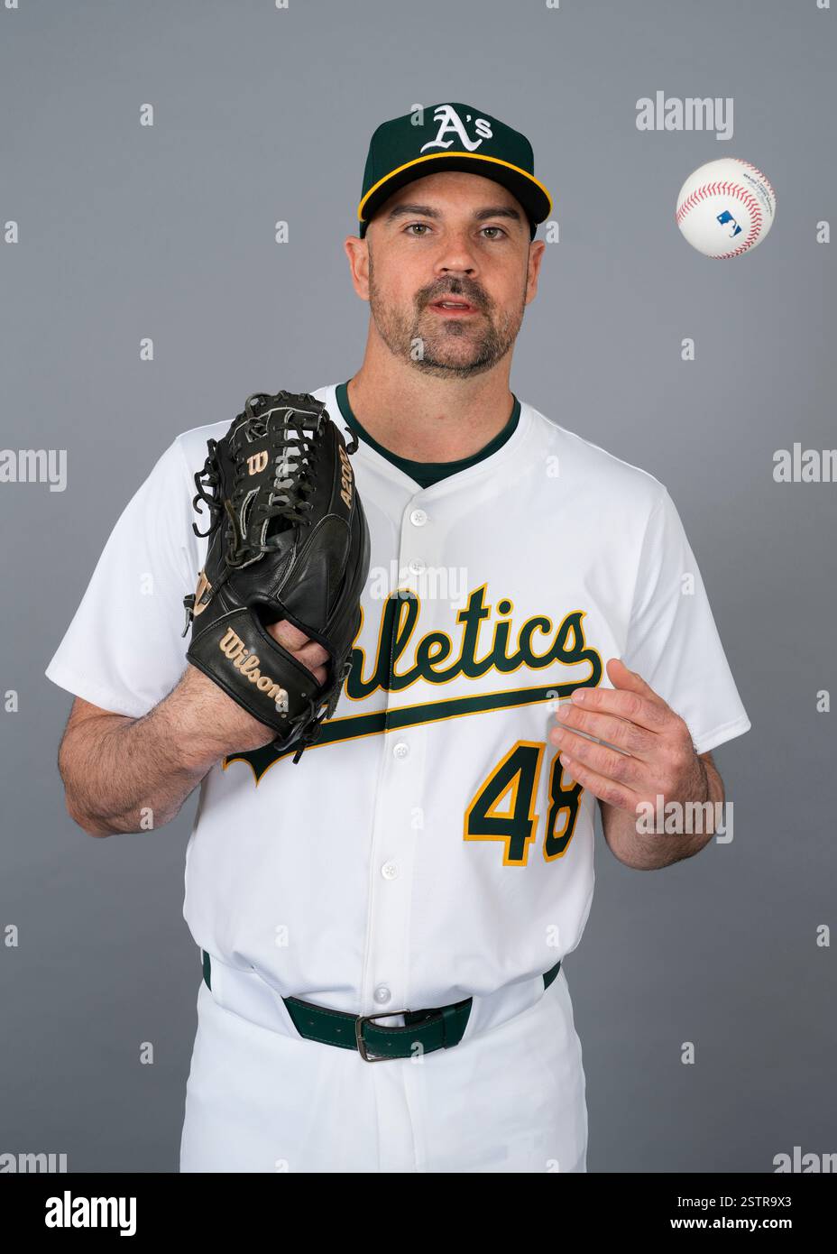This is a 2025 photo of TJ McFarland of the Athletics baseball team ...