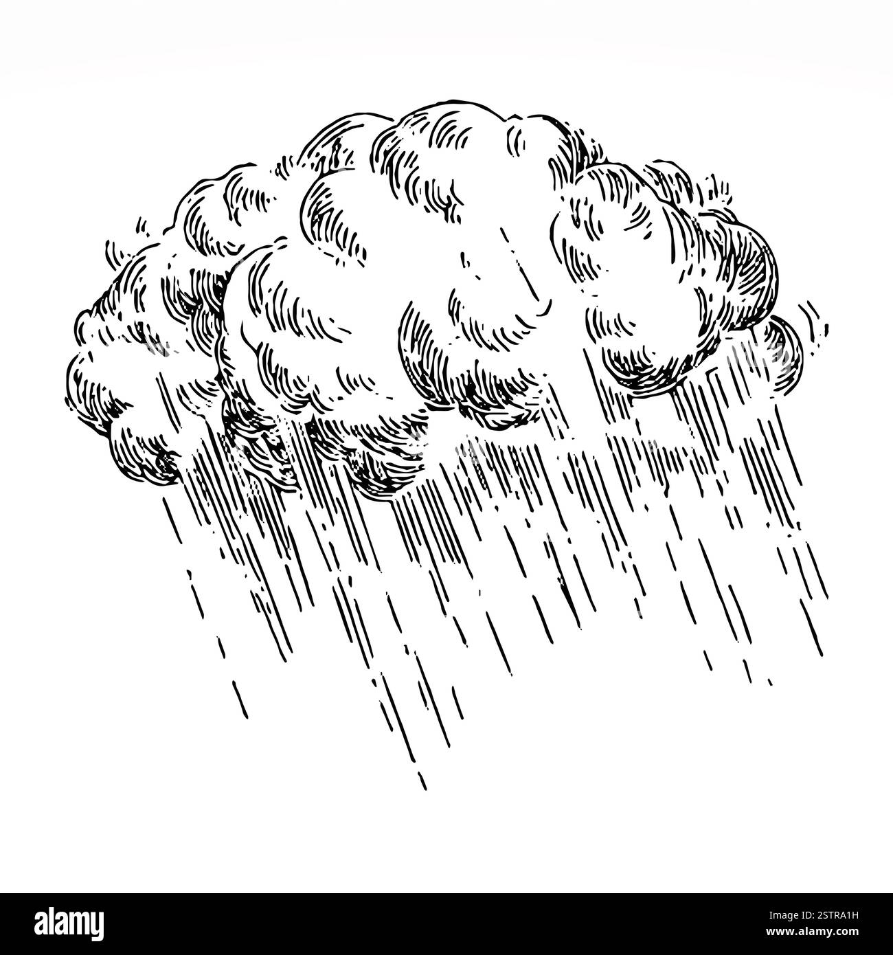 Storm cloud and rain. Sketch. Engraving style. Vector illustration ...