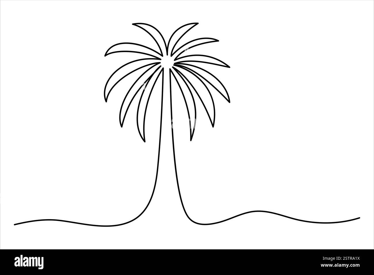 Continuous one line palm tree drawing Isolated on white background vector illustration Stock ...