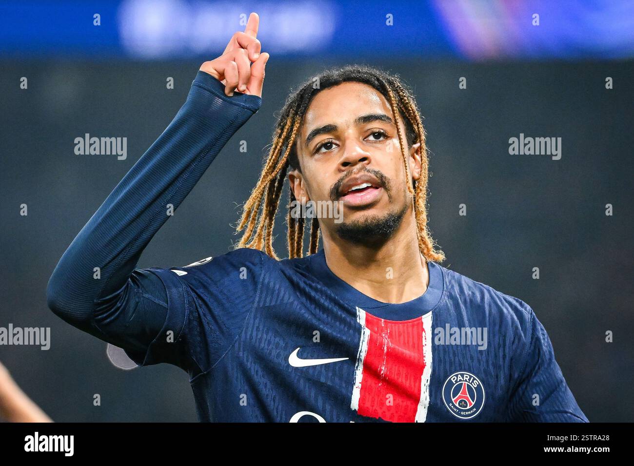 Paris, France, France. 19th Feb, 2025. Bradley BARCOLA of PSG ...