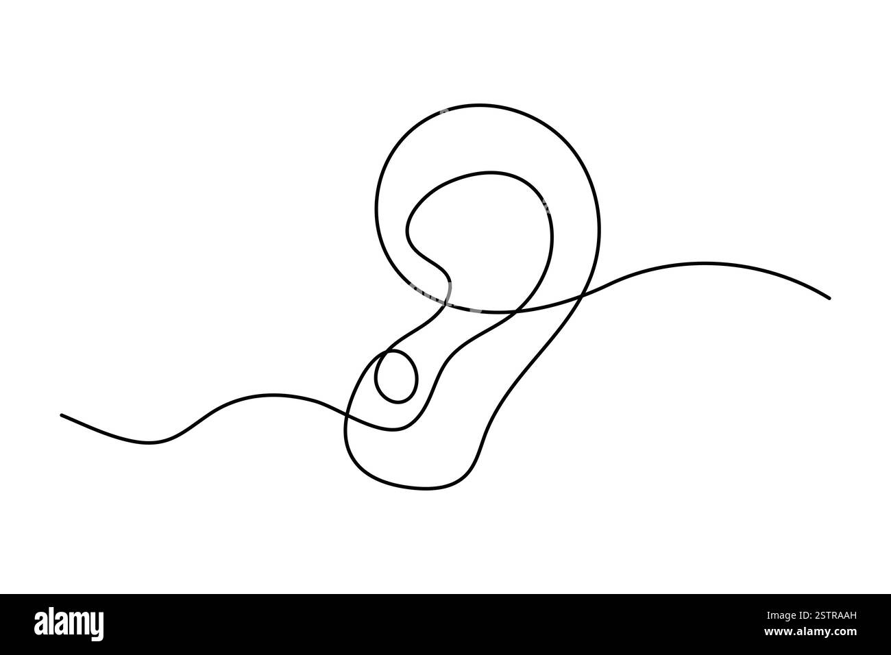 Continuous one line drawing of human ear Isolated on white background ...