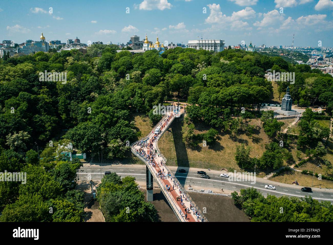 Aerial drone view of new pedestrian bridge from above Stock Photo - Alamy