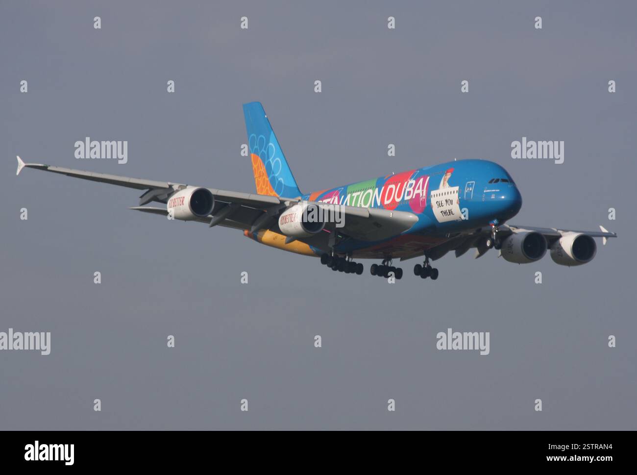 An Airbus A380 of Emirates in a special Destination Dubai Livery ...