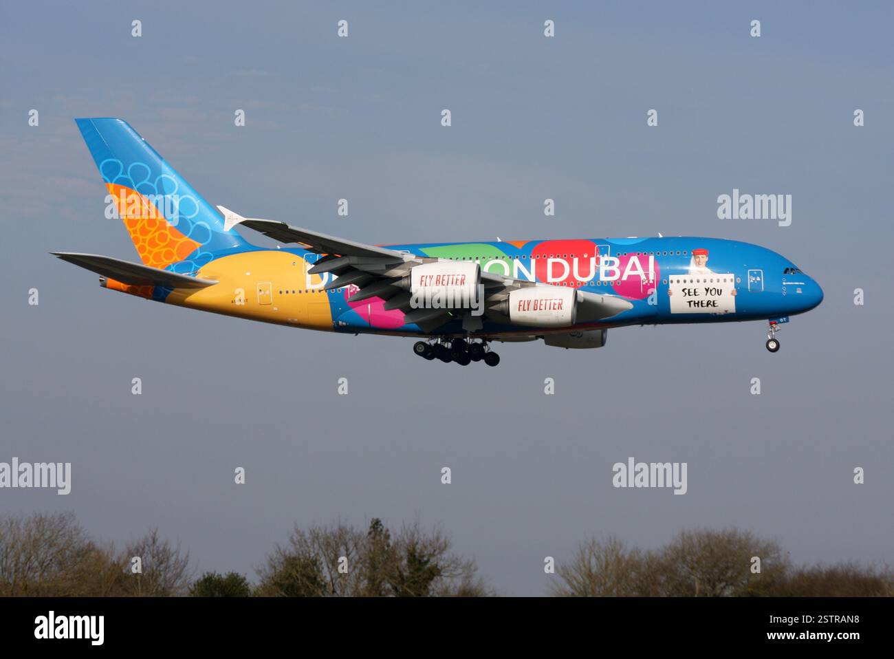 An Airbus A380 of Emirates in a special Destination Dubai Livery ...