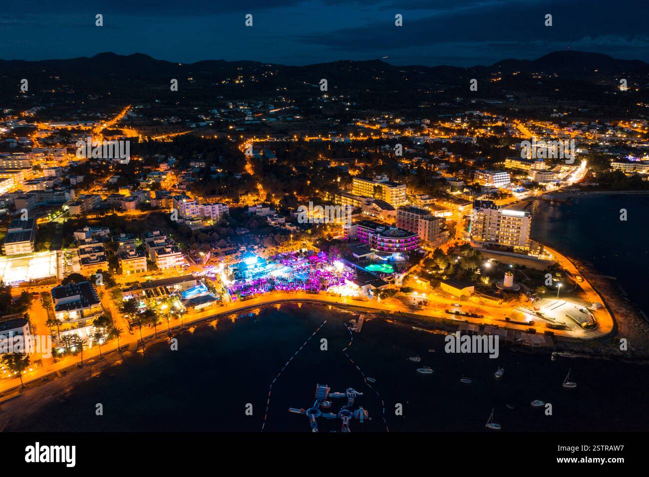 Aerial illuminated night view port hi-res stock photography and images ...