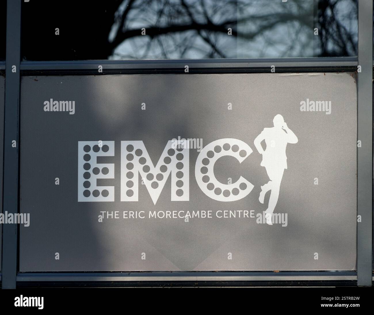 Logo on (and of) the Eric Morecambe Centre at Harpenden Stock Photo - Alamy