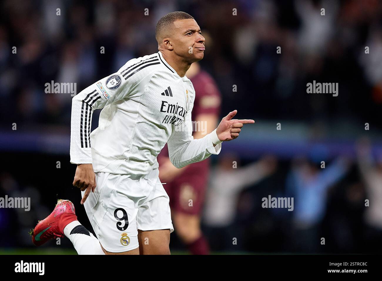 MADRID, SPAIN - FEBRUARY 19: Kylian Mbappe of Real Madrid celebrates ...