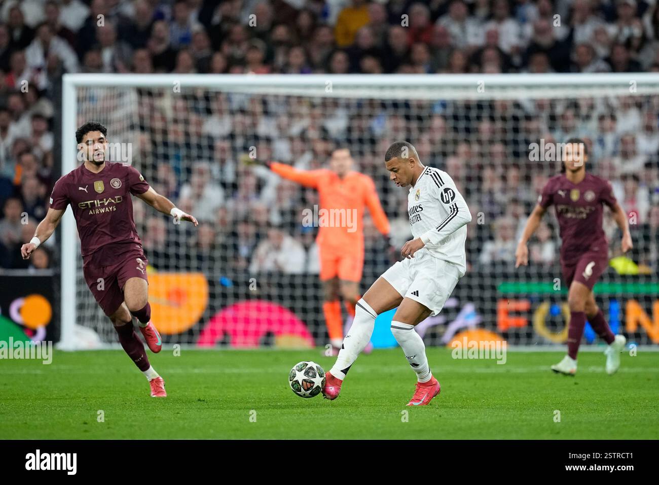 Kylian Mbappe of Real Madrid in action during the UEFA Champions League ...