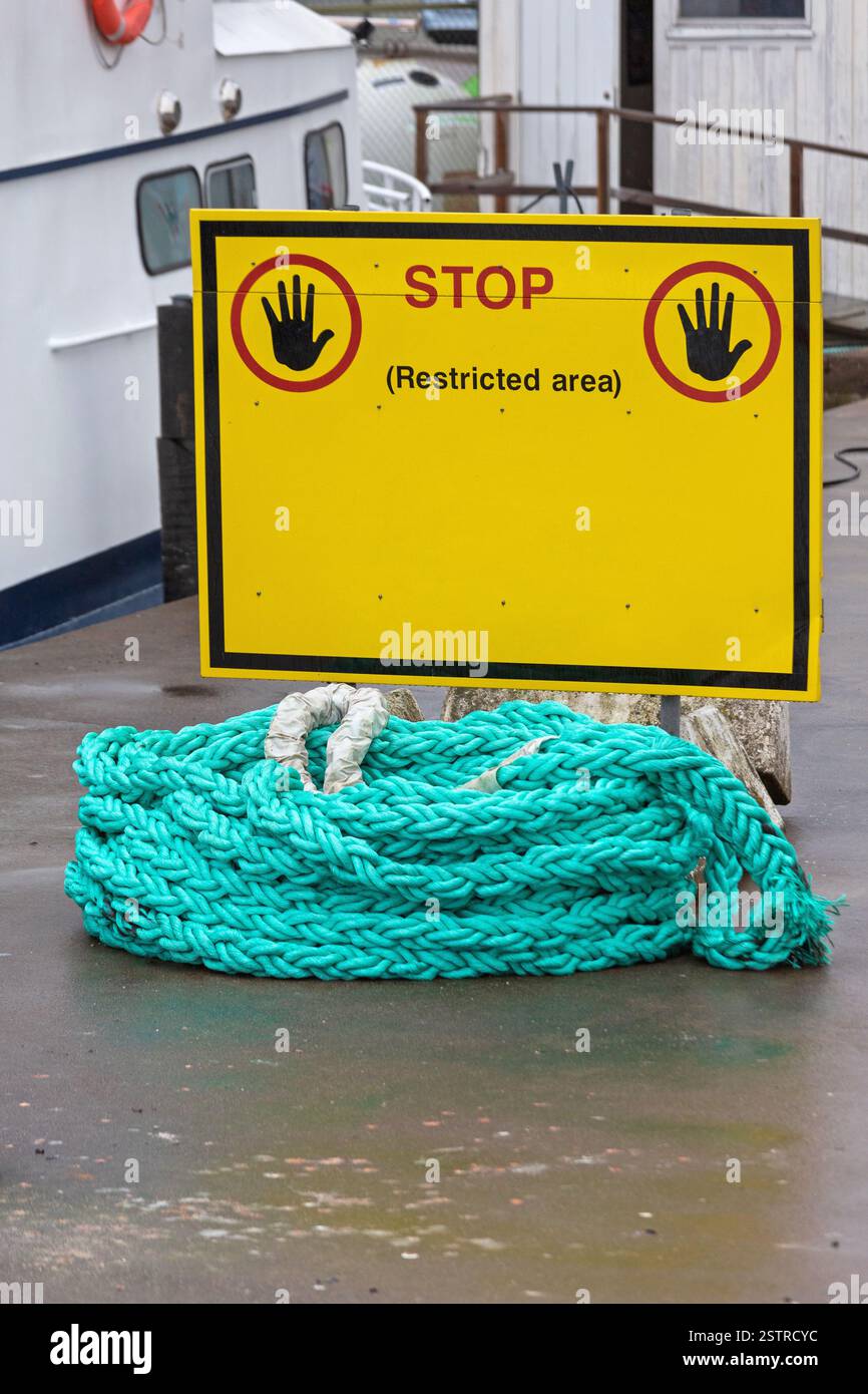 Big yellow warning sign board stop restricted area hi-res stock ...