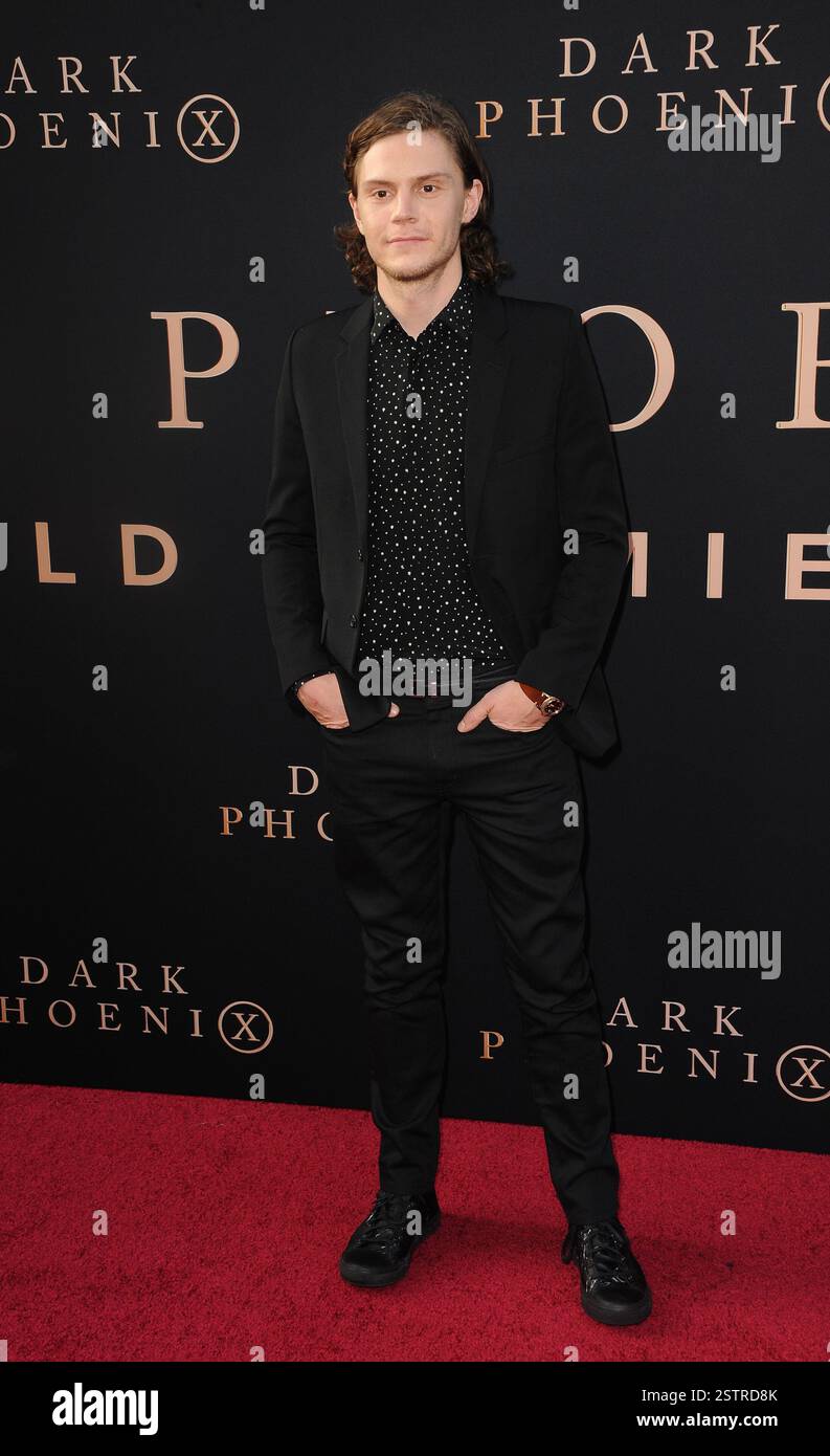 Evan Peters at the Los Angeles premiere of 'Dark Phoenix' held at the ...