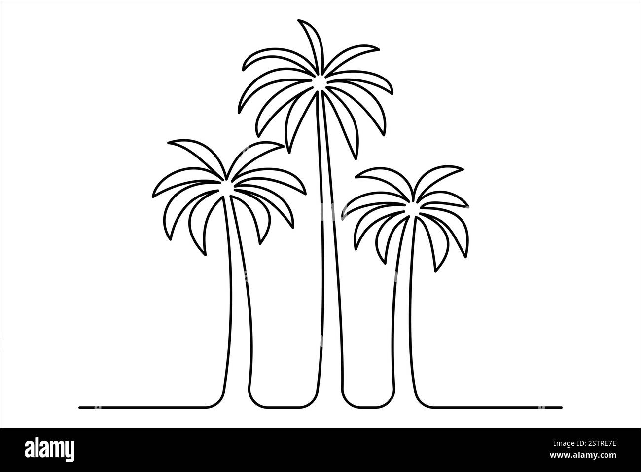 Continuous one line palm tree drawing Isolated on white background vector illustration Stock ...