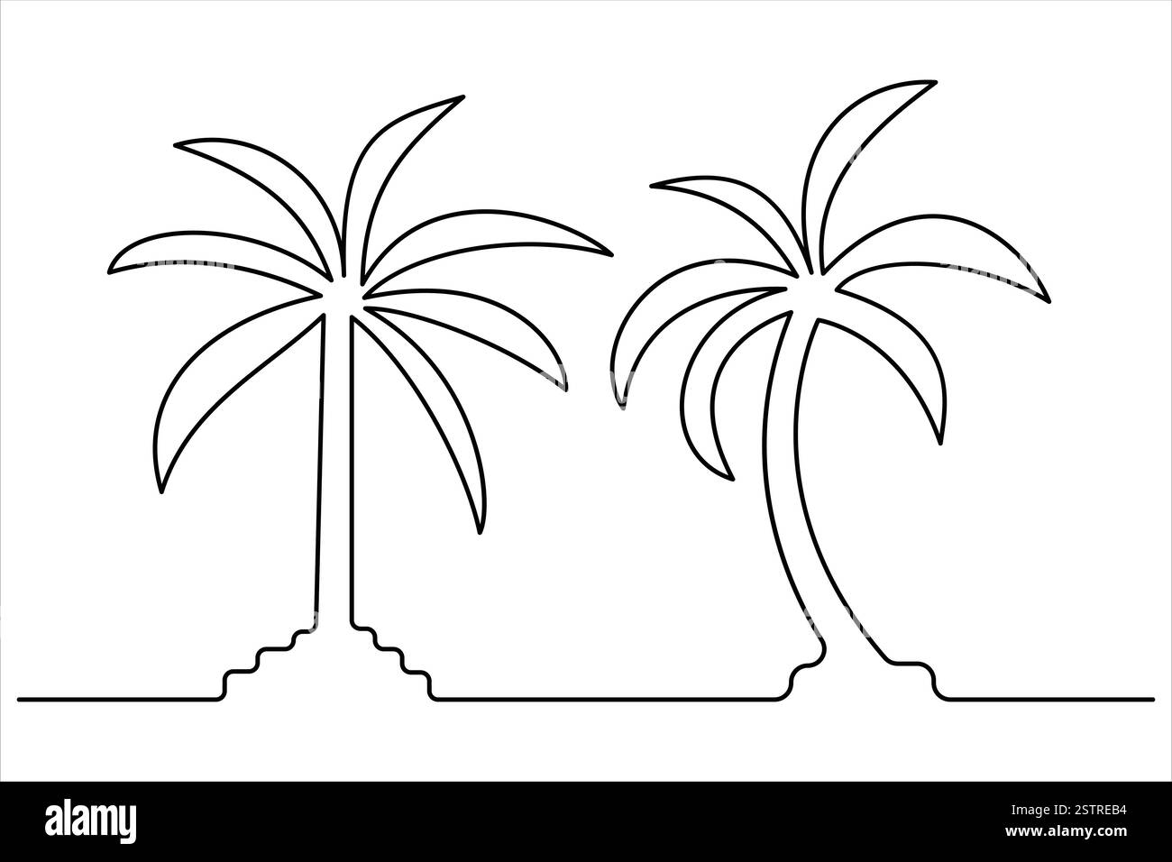 Continuous one line palm tree drawing Isolated on white background ...