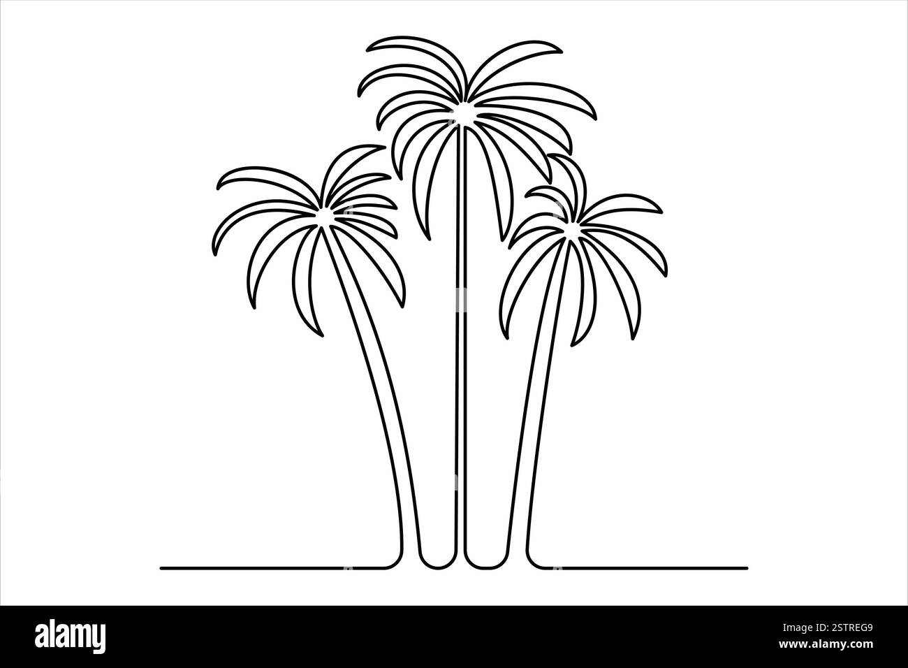 Continuous one line palm tree drawing Isolated on white background ...
