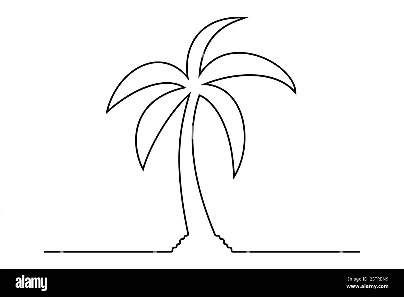 Continuous one line palm tree drawing Isolated on white background vector illustration Stock ...