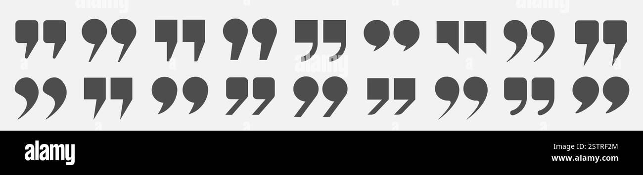 A set of quotation marks. A collection of grey icons, quotation marks ...