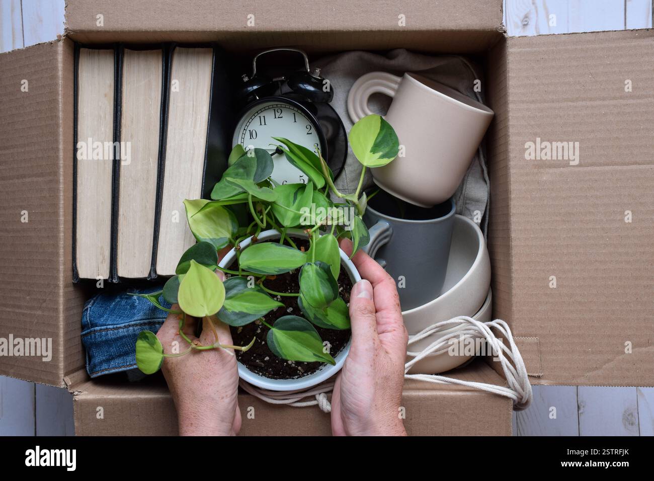 Cardboard boxes with books and clothes hi-res stock photography and ...