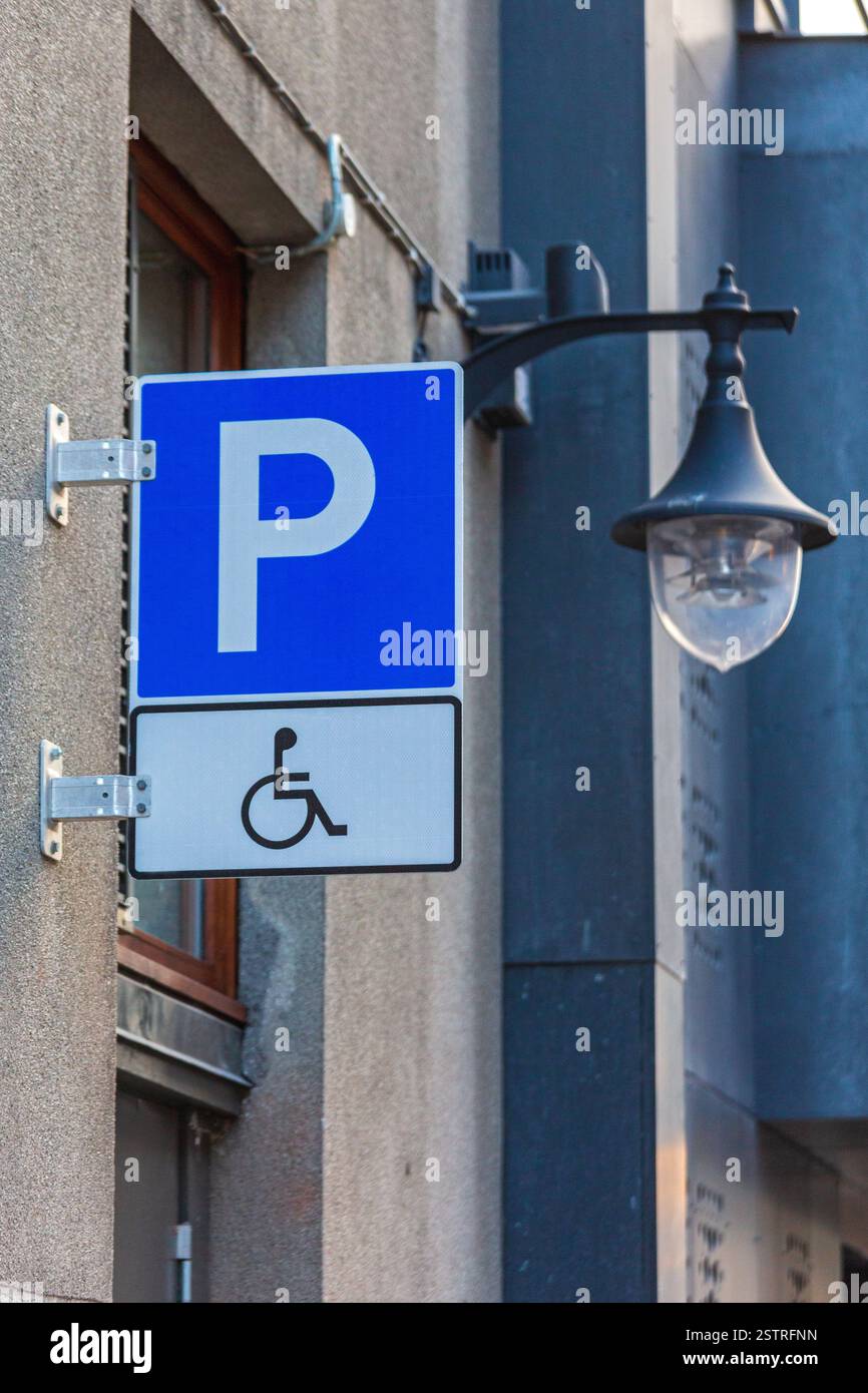 Blue Parking Sign Reserved for Disabled Only Stock Photo - Alamy