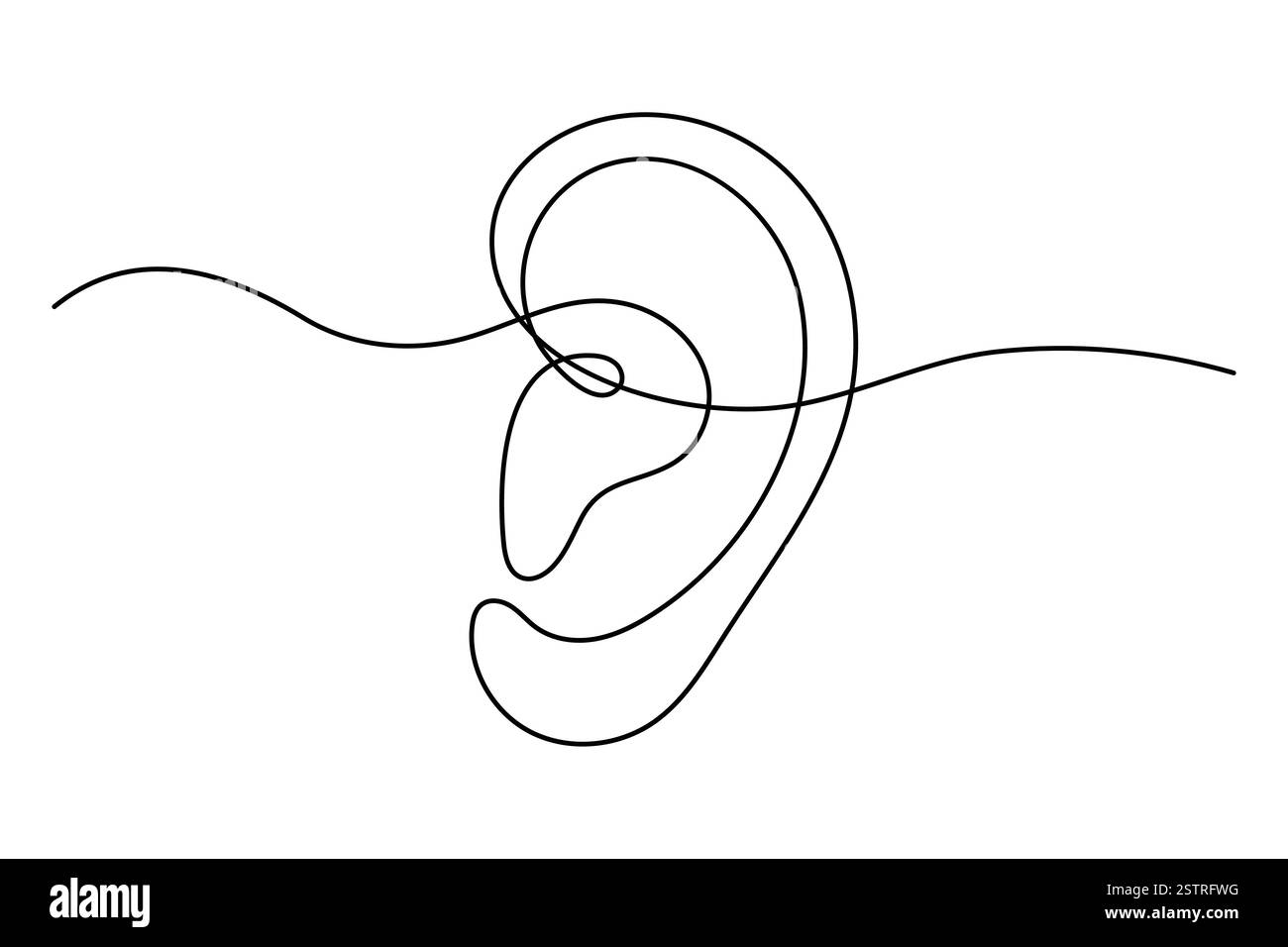 Continuous one line drawing of human ear Isolated on white background ...