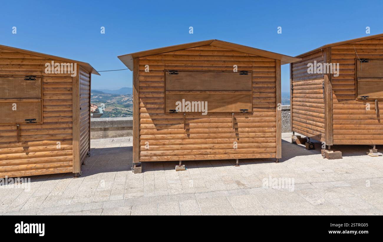 Temporary wooden kiosks booths in san marino hi-res stock photography and images - Alamy